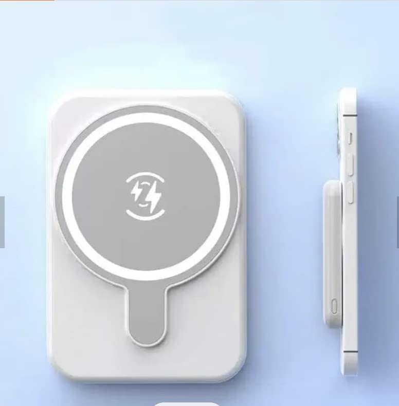 Magnetic Wireless Charging Portable Power Bank, Small and Light Charger 5000mAh Backup Battery Pack Compatible for iPhone (Includes Charging Adapter)
