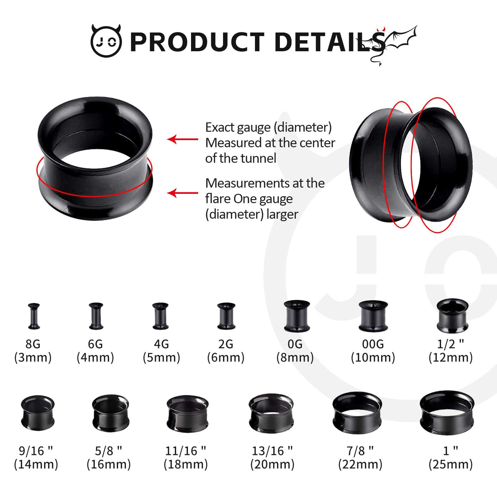 JOYTOYOU 6 Pairs Ear Tunnels Stainless Steel Mix Color Piercing Tunnels Screw Stretching Hollow Expanders Gauge Large Ear Plugs More Size 3/4" 20MM