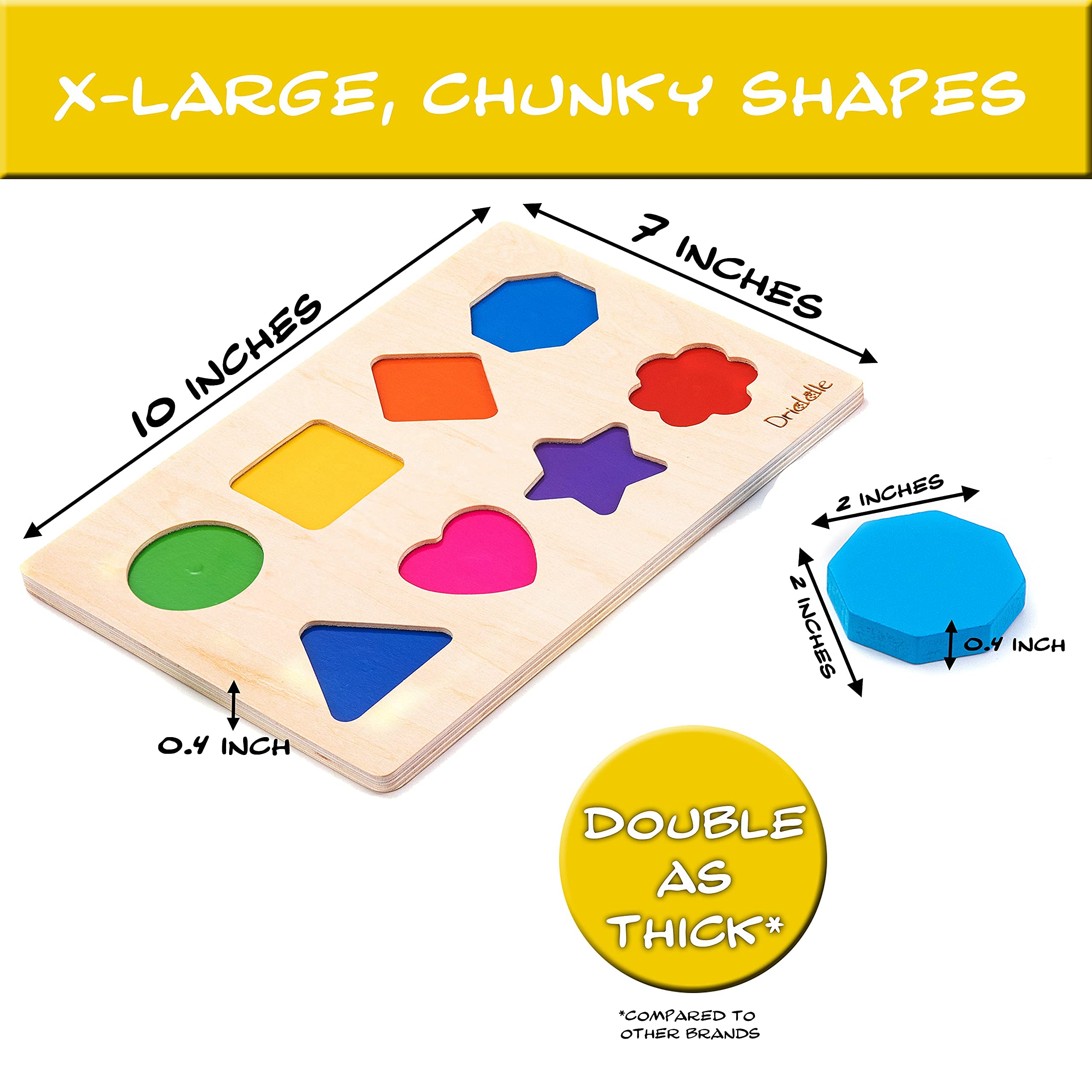 Magnetic Wooden Educational Shape Puzzle - Learn Colors & Shape Recognition Toy β Toddler Preschool Game β Kids Montessori Education