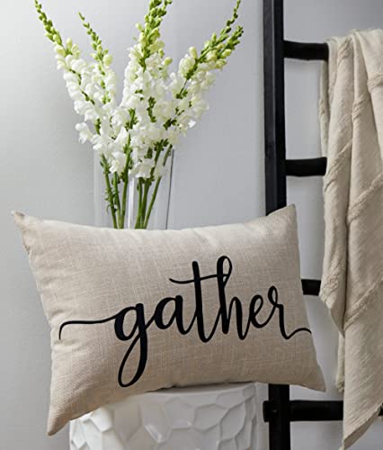 Signature Design by Ashley Whisperich Minimalist Rectangular Indoor/Outdoor Pillow with Scripted Accent, 22" x 14", Light Brown & Black