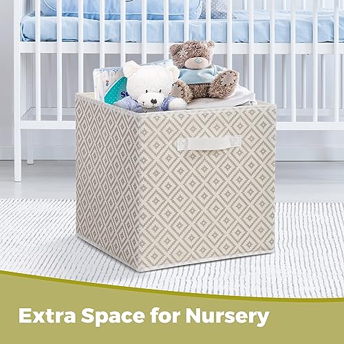 STORAGEIDEAS 13x13 Large Storage Bins, Set of 6 Storage Cubes. Collapsible Cube Storage Bins, Fabric Closet Organizers with Handles for Home, Office, Closet Shelf Cabinet, Bookcase, Cream