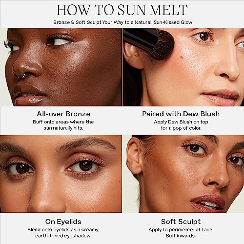 Saie Sun Melt Bronzer - Buildable Cream-Balm Bronzer For Face Sculpting - Cream Contour with Velvet Finish - Light Bronze (1 oz)