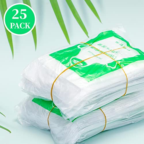 SATINIOR 25 Pieces Disposable Aprons Plastic Aprons for Kids Waterproof Oil Proof Small Clear Polythene Children Cooking Apron for Painting Cooking Eating Teaching DIY Craft Picnic