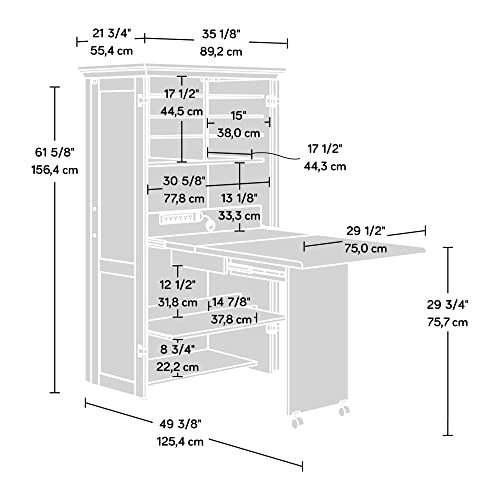 Sauder Miscellaneous Storage Craft & Sewing Armoire, L: 35.112" x W: 21.81" x H: 61.58", Mystic Oak Finish
