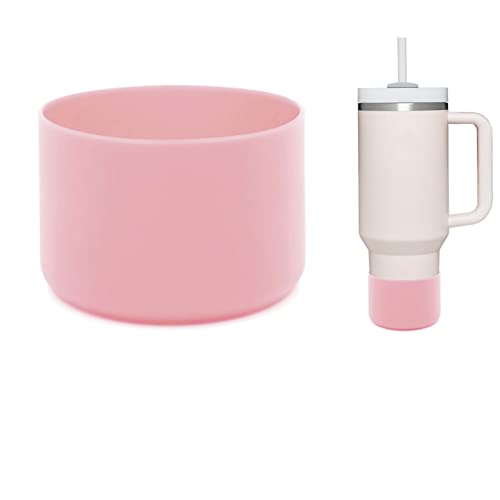 Silicone Boot for Stanley 40 oz Quencher Adventure Tumbler and IceFlow Flip 30 oz 20 oz, Stanley Cup Accessories Protector Bottom Sleeve Cover Bumper for Stanley 40 oz with Handle (Pink-1 pack)