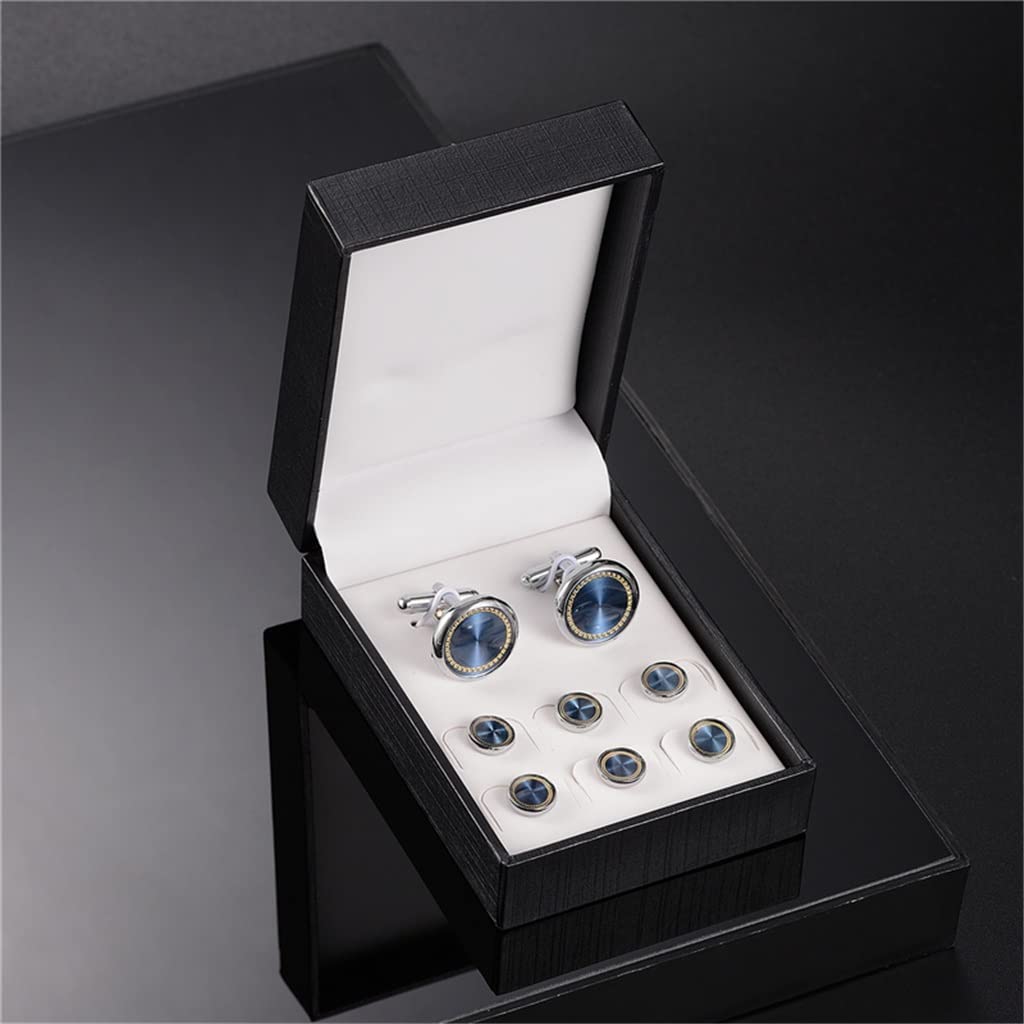 MJWDP Wedding Man Cuff Link Set Man Shirt Cufflinks Cufflink Shirts Studs Button and Cufflinks for Mens Tie Clips (Color : Blue)