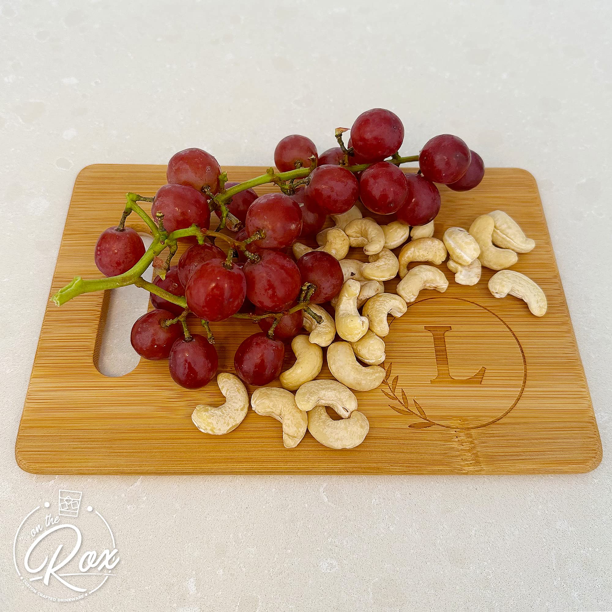 Personalized Cutting Boards - Small Monogrammed Engraved Cutting Board (R) - 9x6 Customized Bamboo Cutting Board with Initials - Wedding Kitchen Gift - Wooden Custom Charcuterie Boards by On The Rox