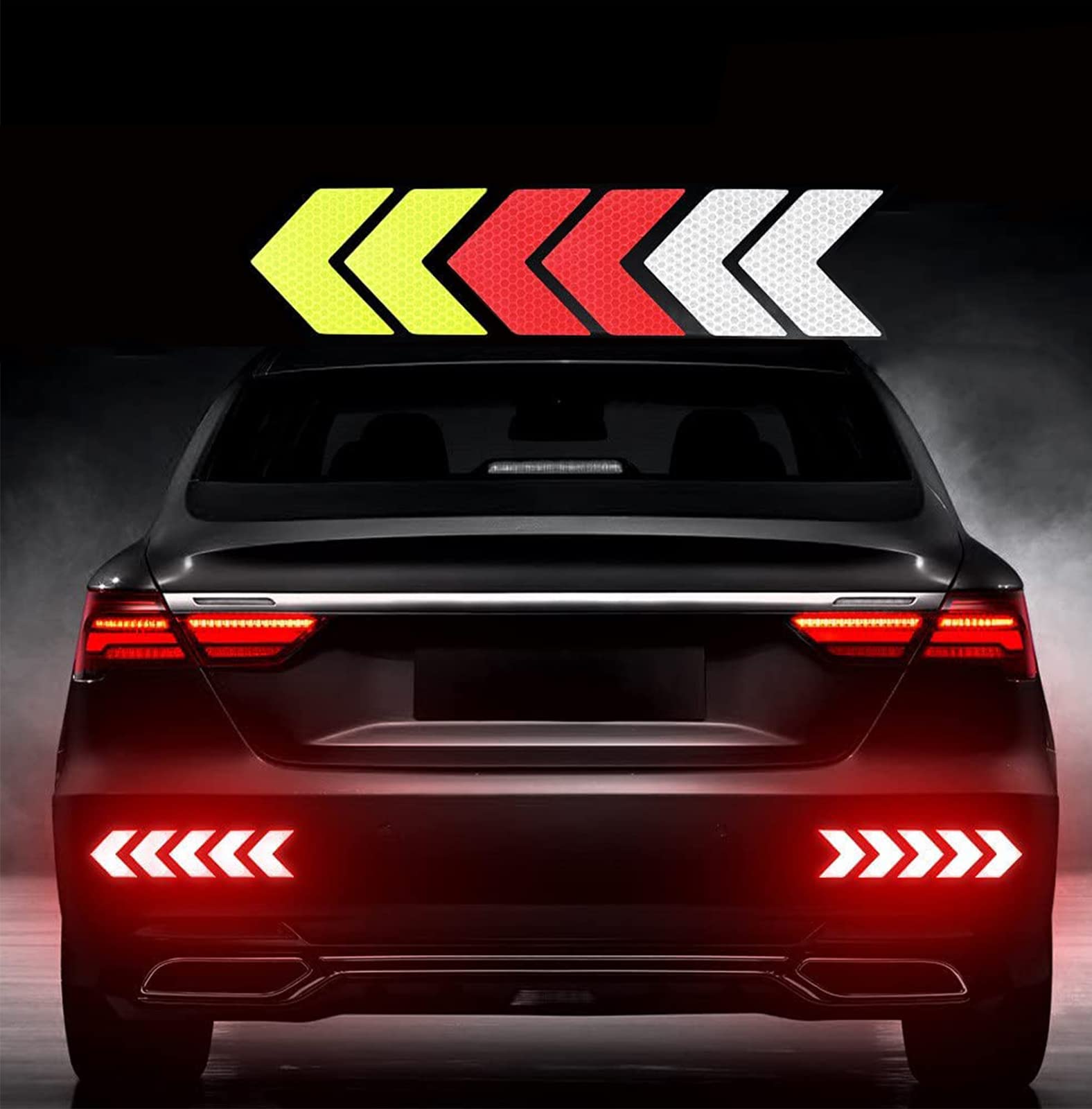 KOOUMOS 30pcs Reflective Decals Reflective Stickers Safety Warning Sticker Tapes Waterproofsp High Intensity Night Visibility Adhesive for Helmets Motorbike 1.18 x 3.25 Inch(3x8cm)
