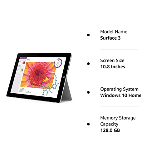 Microsoft 7G5-00015 Surface 3 Tablet (10.8-Inch, 64 GB, Intel Atom, Windows 10) (Renewed)