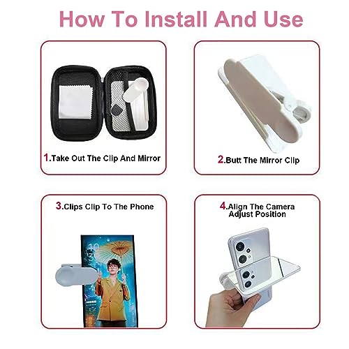 Smartphone Camera Mirror Reflection Clip Kit, 2023 New Adjustable Phone Camera Mirror Reflection Clip Kit, Mirror Reflection for Phone Camera, Mirror Reflection Clip Kit (White)