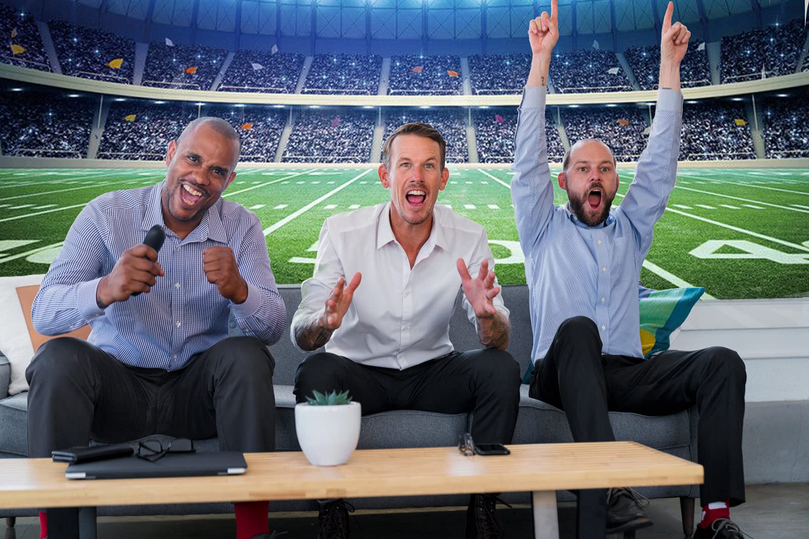 LYWYGG 7X5FT Super Bowl Backdrop Football Field Backdrop Photography Props Auditorium Light Themed Bowl Night Spotlight Decorations Photo Studio Props CP-306