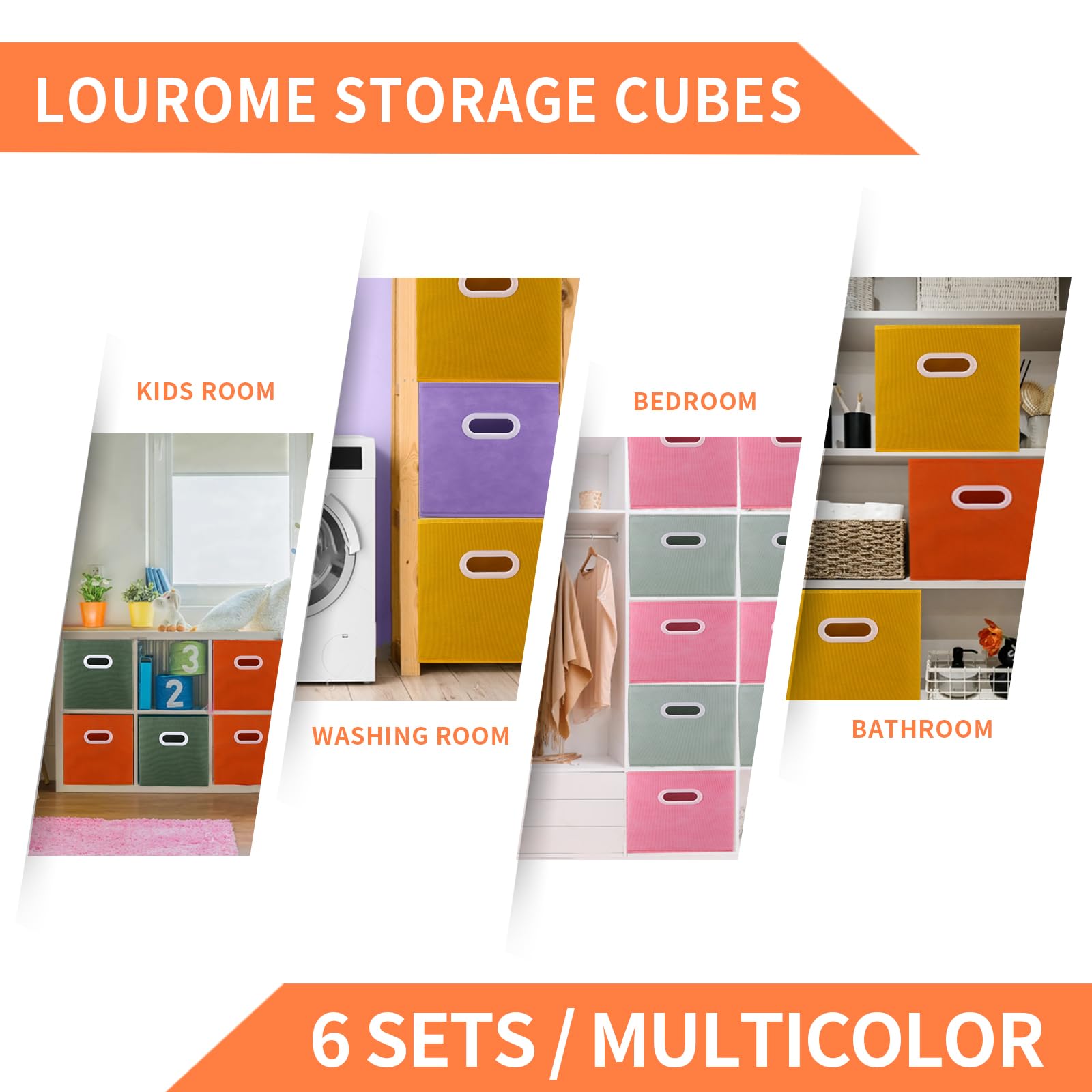 Storage Cubes, 11-inch Cube Storage Bin, 6 Sets Foldable Fabric Storage Cubes With Handles, 6 Cube Storage Organizer, Storage Cube Bins for Toys, Clothes and Books (Multicolour) (Multicolour)