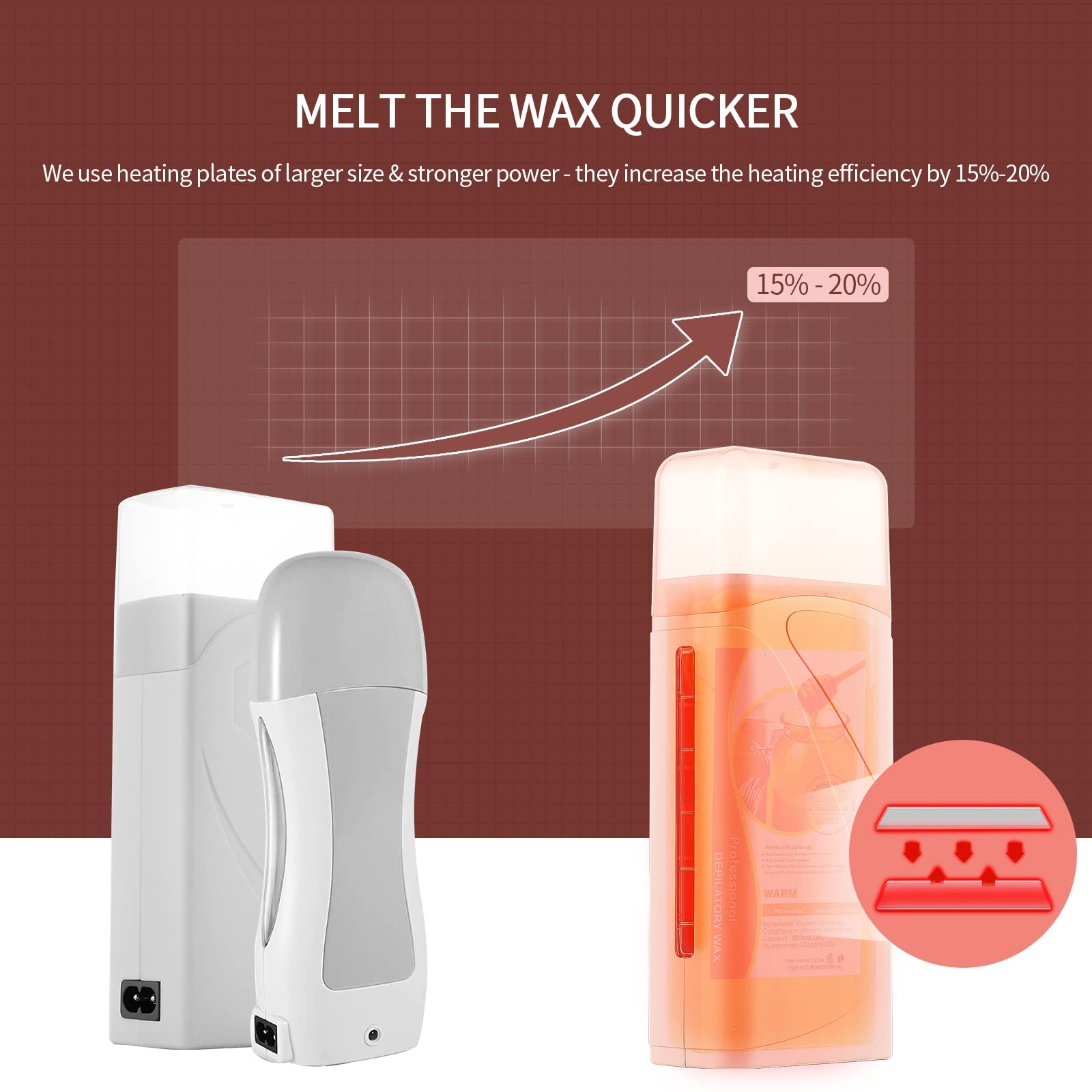 Roll on Wax Kit for Hair Removal, Wax Roller Kit with Wax Warmer Machine/Honey Roller Wax Cartridge/100Pcs Wax Strips, Roll on Wax Warmer kit Men Women, foreverLily