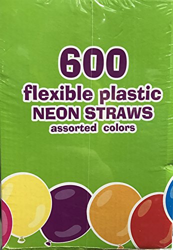 Neeto Plastic Neon Color Straws 7.75" 600 Count