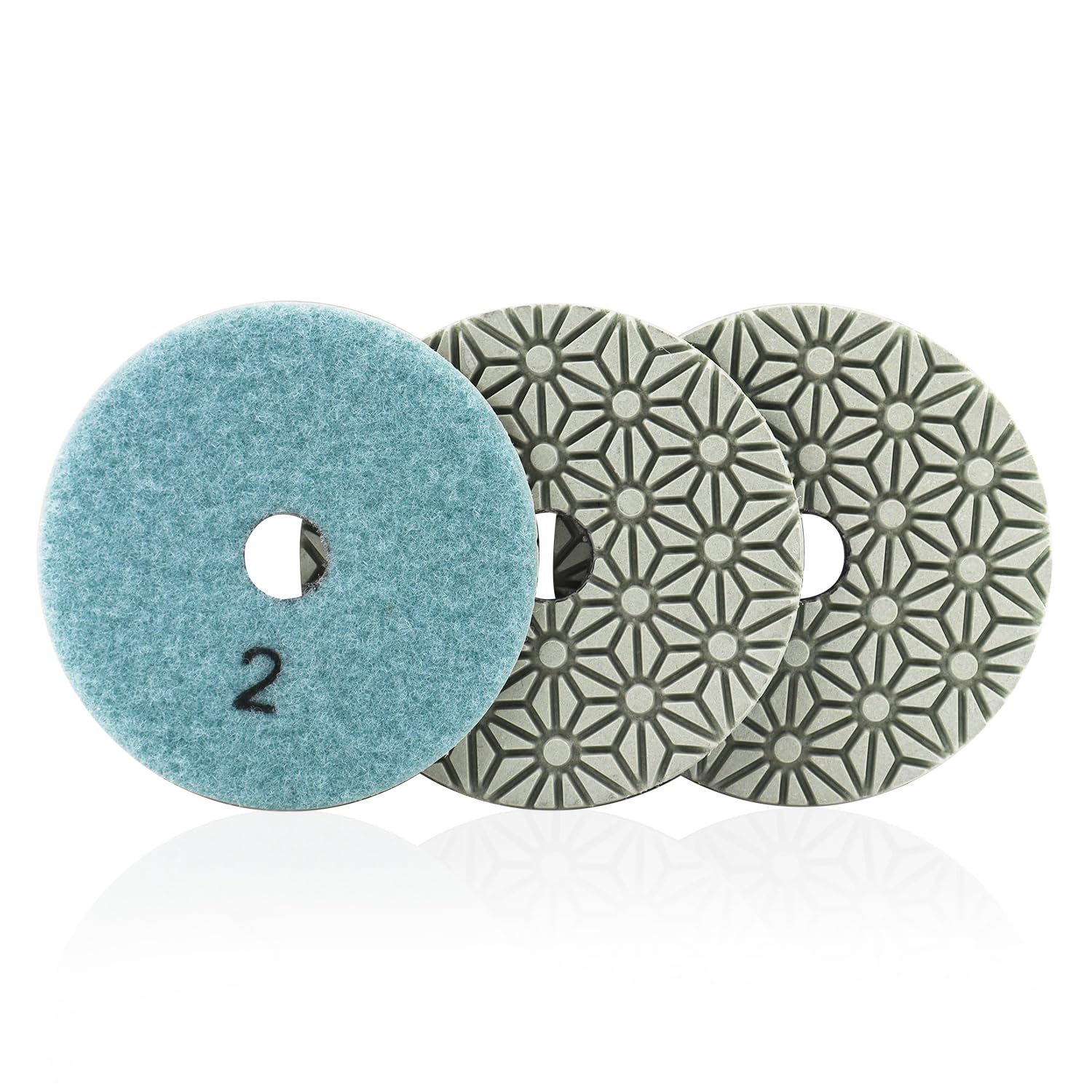 YDROWN 3 Step Diamond Polishing Pads 4 Inch Stone Abrasive Grinding Wheel Wet Use 3Pcs Step2 for Granite Marble Quartz Concrete (Step2-3PCS)