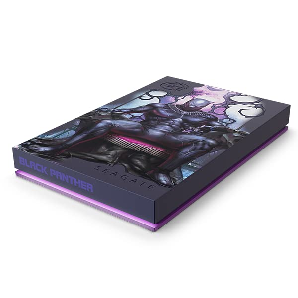 Seagate Black Panther King of Wakanda SE FireCuda External HDD - USB 3.2, Customizable RGB LED Magenta, Works with PC, Mac, Playstation, and Xbox, 1-yr Rescue Services (STLX2000400)