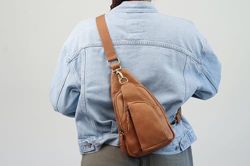 MMS Brands Antik Kraft - The Tasha Soft Vegan Leather Crossbody Sling Backpack Purse for Women - Camel