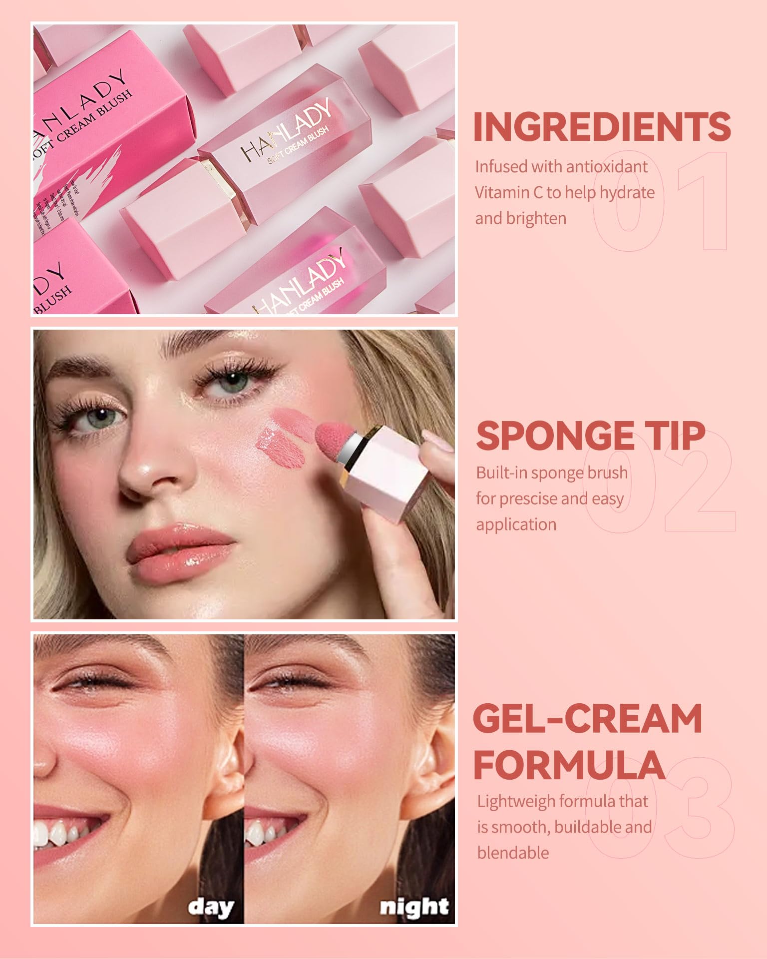 Liquid Blush Makeup for Cheeks, Soft Cream Blush Wand With Weightless Formula, Long-Wearing, Smudge Proof, Natural-Looking, Matte Finish (802 Dainty)