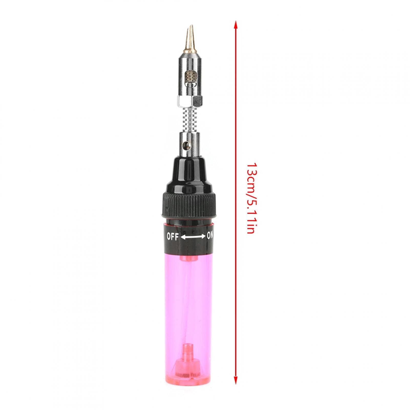 Portable Gas Soldering Iron Micro Torch Mini Welder Solder Welding Iron Pen Shaped Gas Torch Butane Heat Pen Pneumatic Temperature Adjustable Welding Tool 1300℃ 8ML(Rot)