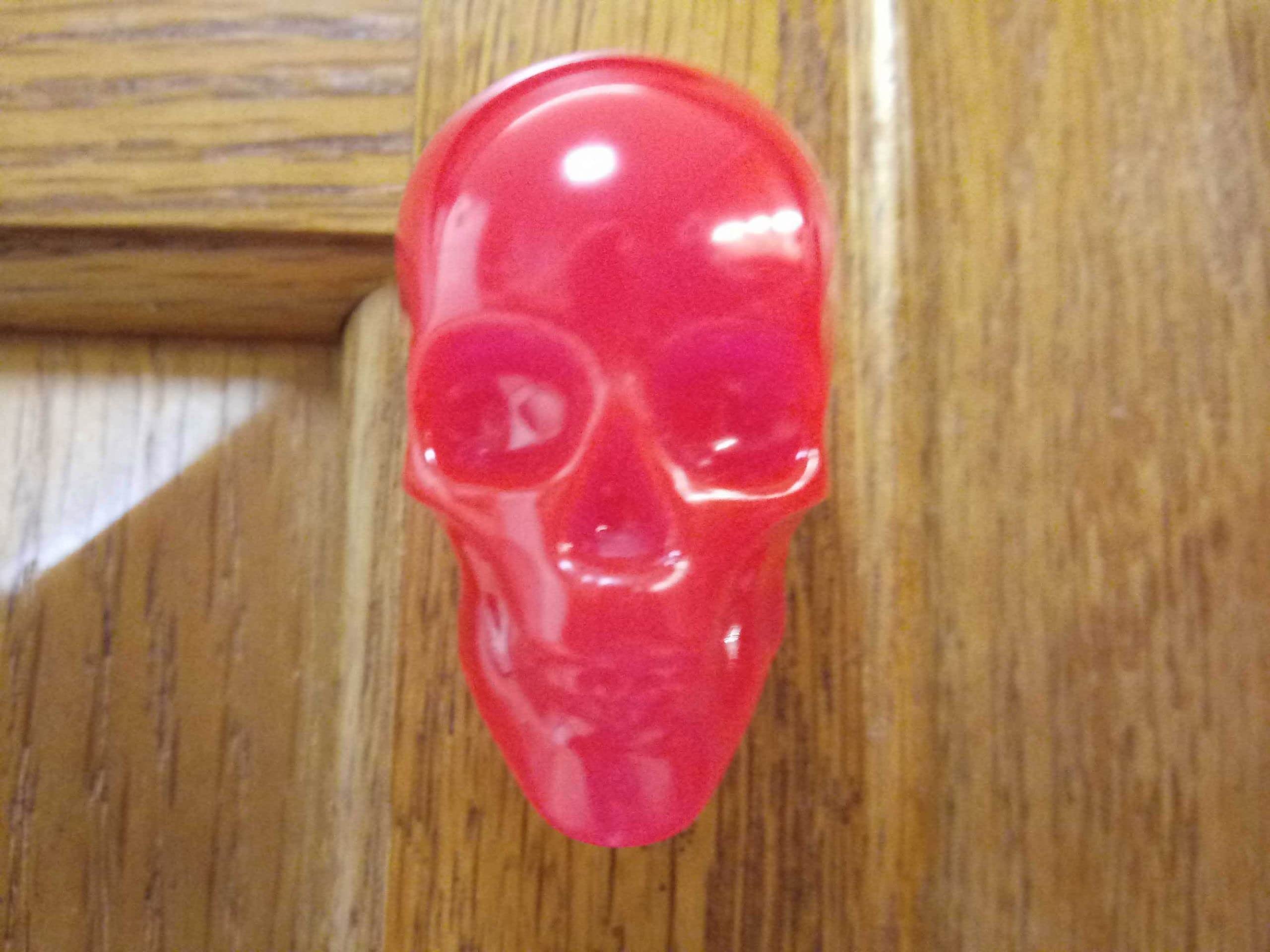 Pink Skull Cabinet Knobs/Drawer Knobs (Black Light Activated) (Set of 2)