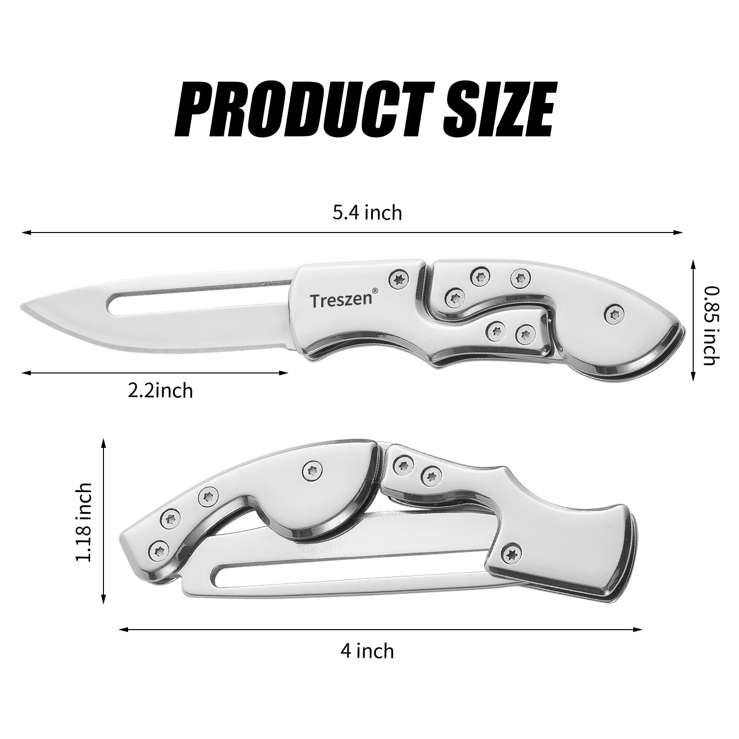 Treszen Pocket Knife, 5.3-inch Multi-Tool Folding Knife/Survival Knife, silvery