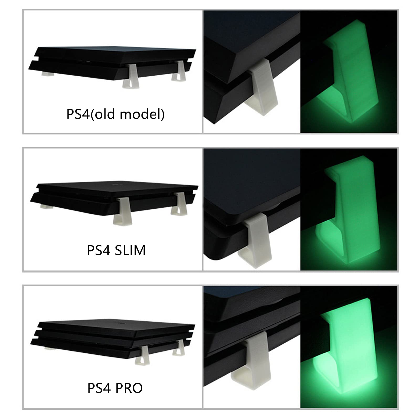 Onyehn Cooling Legs Stand Holder Accessories,Horizontal Version Anti-Skid Heightening Bracket for PlayStation 4 PS4 Console(Old Model) (4 Pack)