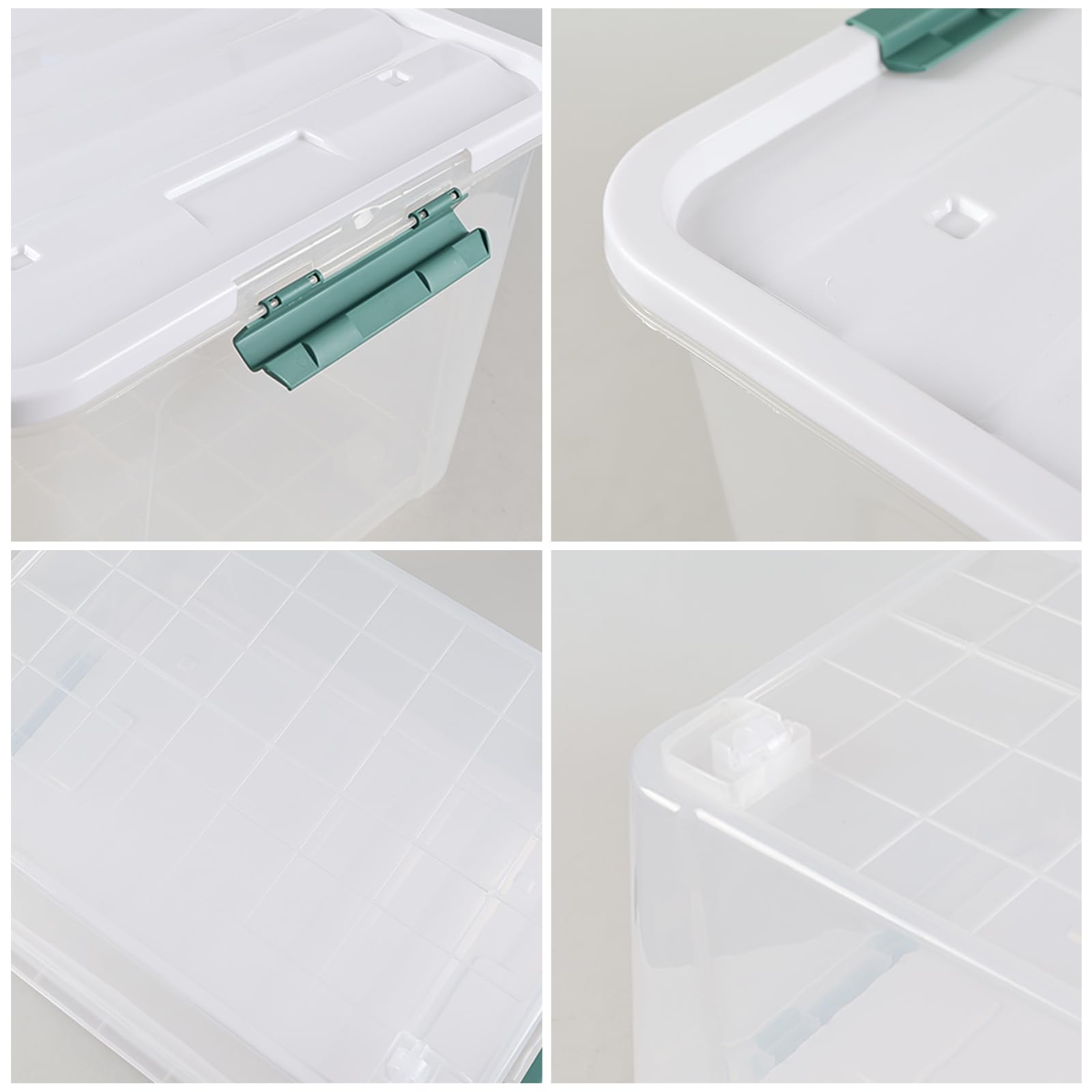Readsky 85 Quart Clear Plastic Storage Bins with Wheels, Large Latching Boxes, 4 Packs