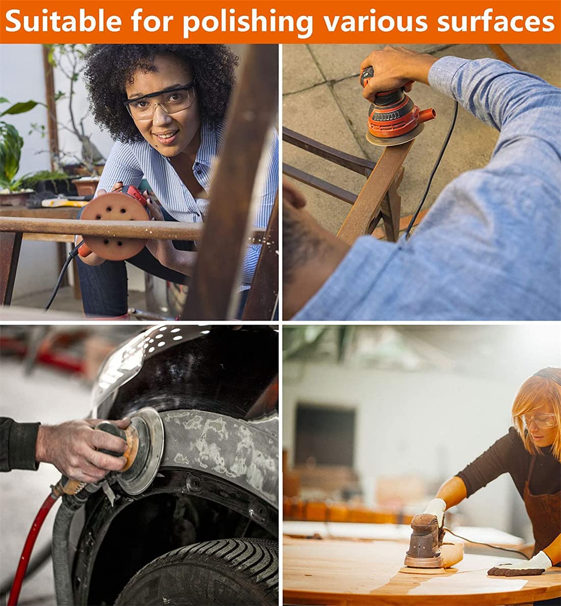 New Bundle: 3 Pack 2 Inch Quick Change Adapter + 100Pcs 5 Inch 8 Hole Orbital Sander Sandpaper