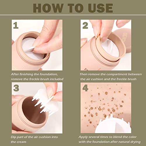 Liquid Fake Freckle Stamp Pen,Freckles Liquid Air Cushion Stamp,Magic Long Lasting Waterproof Quick Dry Natural Like Fake Freckle Pen Makeup Stamp,A Sunny Freckled Look Just For You(01# Saddle Brown)