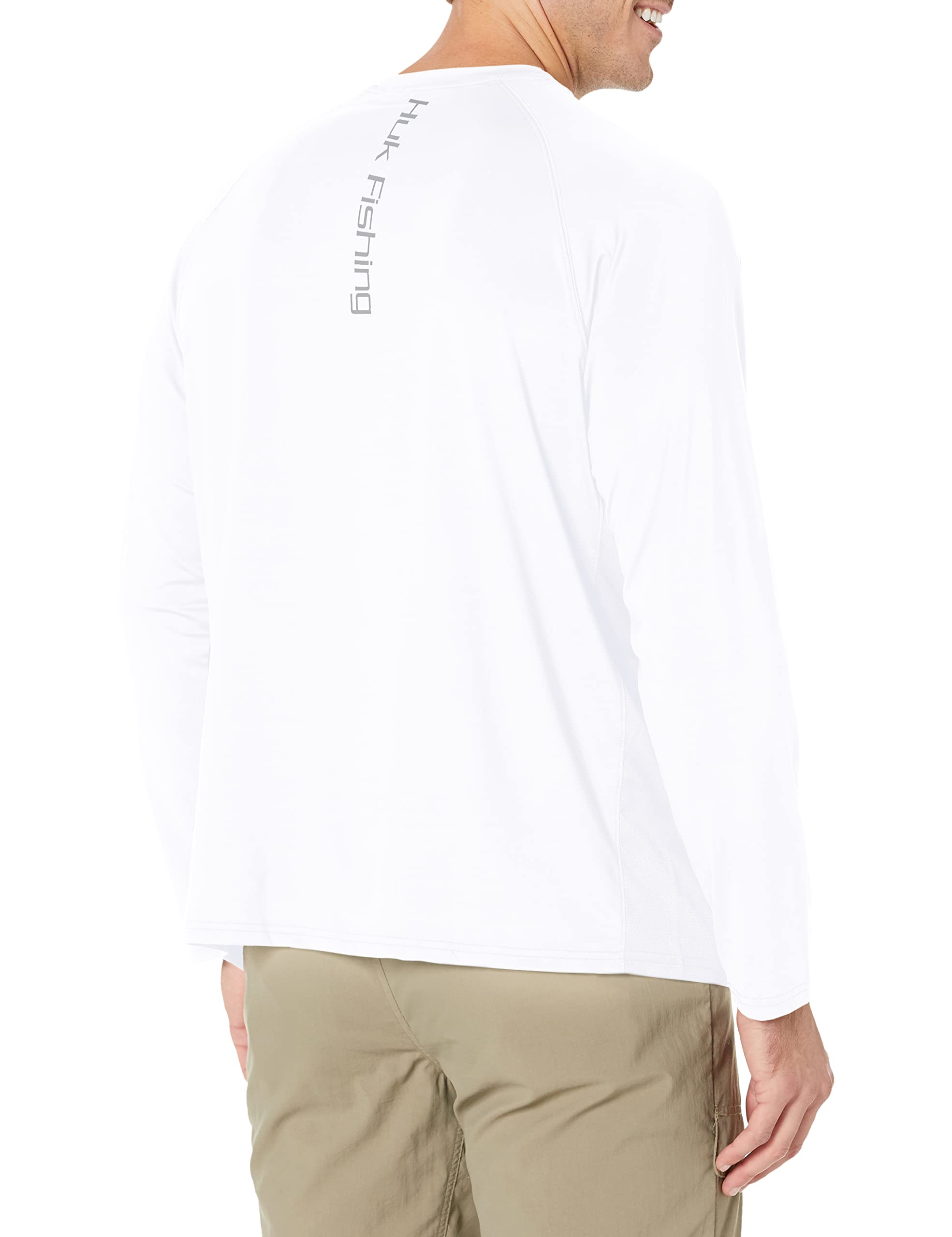 Huk Men's Pursuit Vented Long Sleeve 30 UPF Fishing Shirt, White Sky, XX-Large