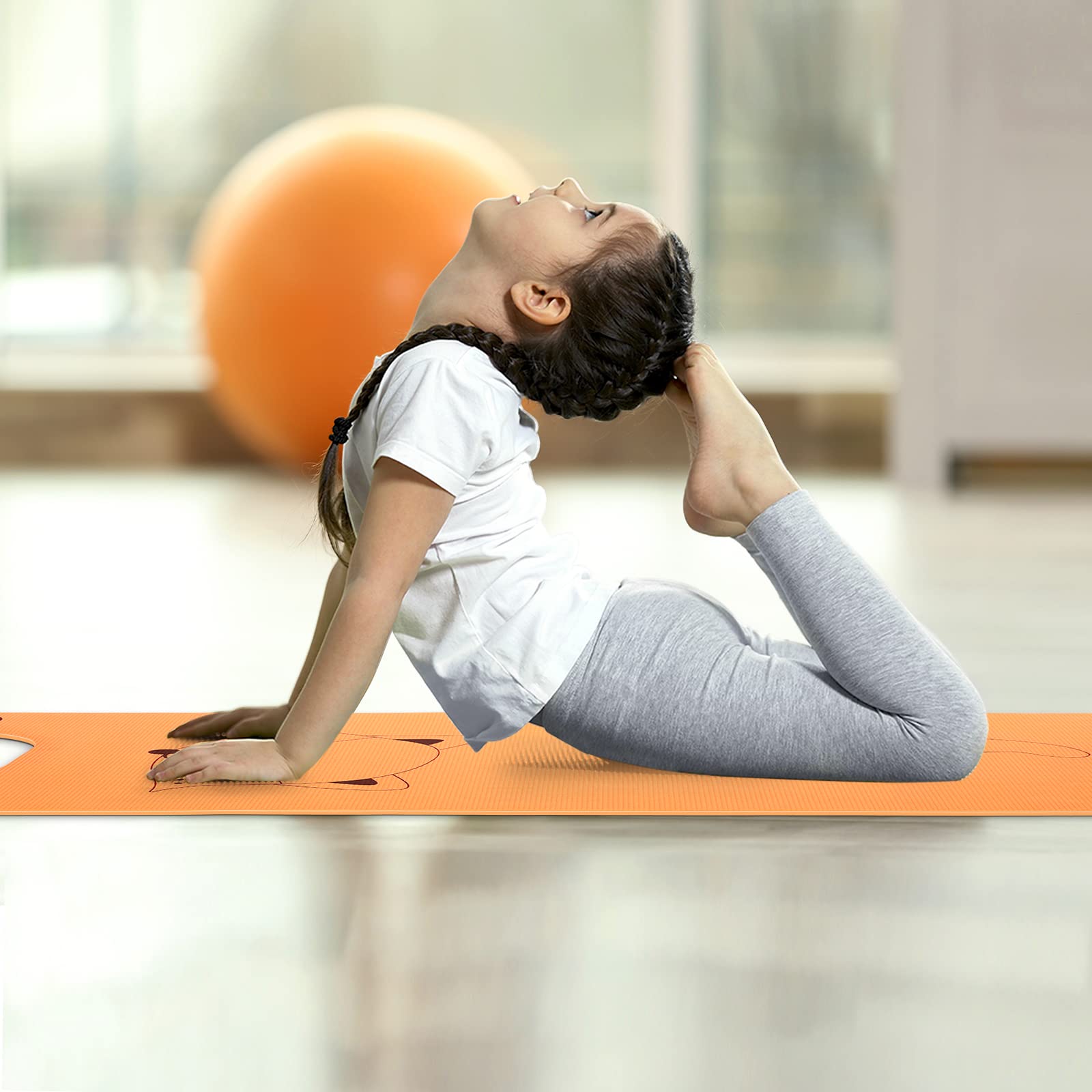 Kids Yoga Mat, Non Slip Playmat Excercise Mats 5mm Thick, Unique Fox Design Yoga Mats, Multi Purposed Mats