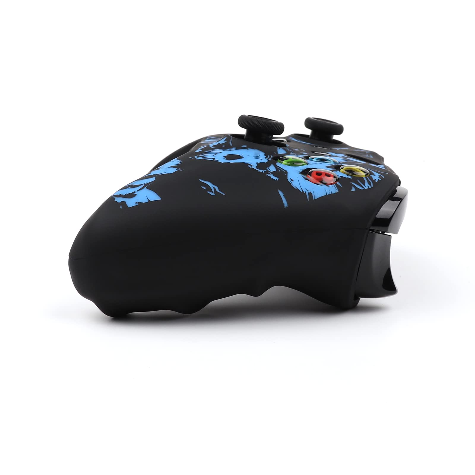 RALAN Customized Laser Controller Skin for Xbox One, Anti-Slip Silicone Controller Cover Protector Case Compatible for Xbox 1 Wireless/Wired Gamepad Joystick with High Thumb Grip x 2,Cap Grips x 2.