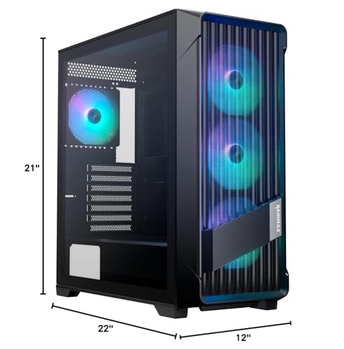 Raidmax X603 ATX Desktop Computer Gaming PC Case Mid Tower PC Case pre-Install x 4 addressable RGB ARGB Fans ATX USB 3.0 Tempered Glass PC Case (Black)