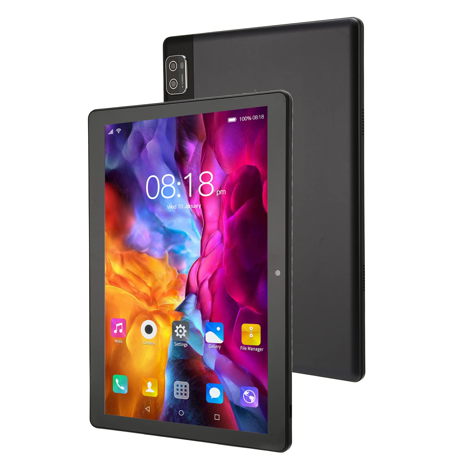 soobu 10.1 Inch Tablet, Calling Tablet Black 10.1 Inch 1960x1080 IPS 5G WiFi for Android12 for Painting (US Plug)