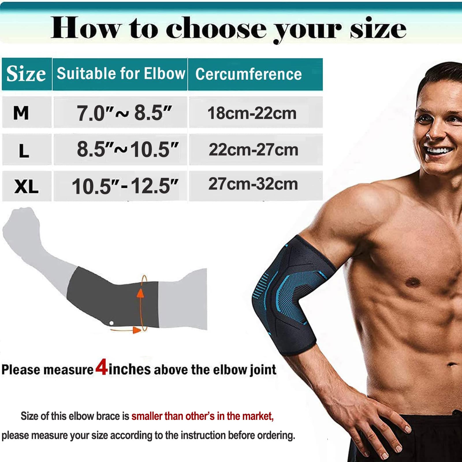 Seitaku Elbow Brace Elbow Compression Sleeve Men Women 2 Pack, Elbow Support Elbow Brace for Tendonitis and Tennis Elbow, Elbow Sleeve Weightlifting, Workout, Sports, Arthritis (Blue Black, Medium)