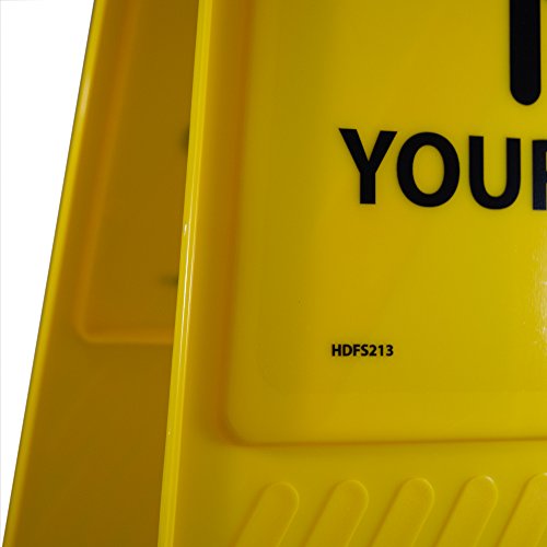 NMC HDFS213 CAUTION-WATCH YOUR STEP Sign with Graphicâ 10.75 in. x 24.63 in. Heavy-Duty Plastic, Double-Sided Floor Sign with Black on Yellow
