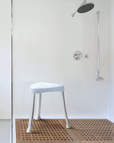OasisSpace Corner Shower Stool - Triangle Spa Shower Seat for Inside Shower, Shower Shaving Stool for Adults, Shower Chair with Anti-Skid Rubber Feet for Small Shower