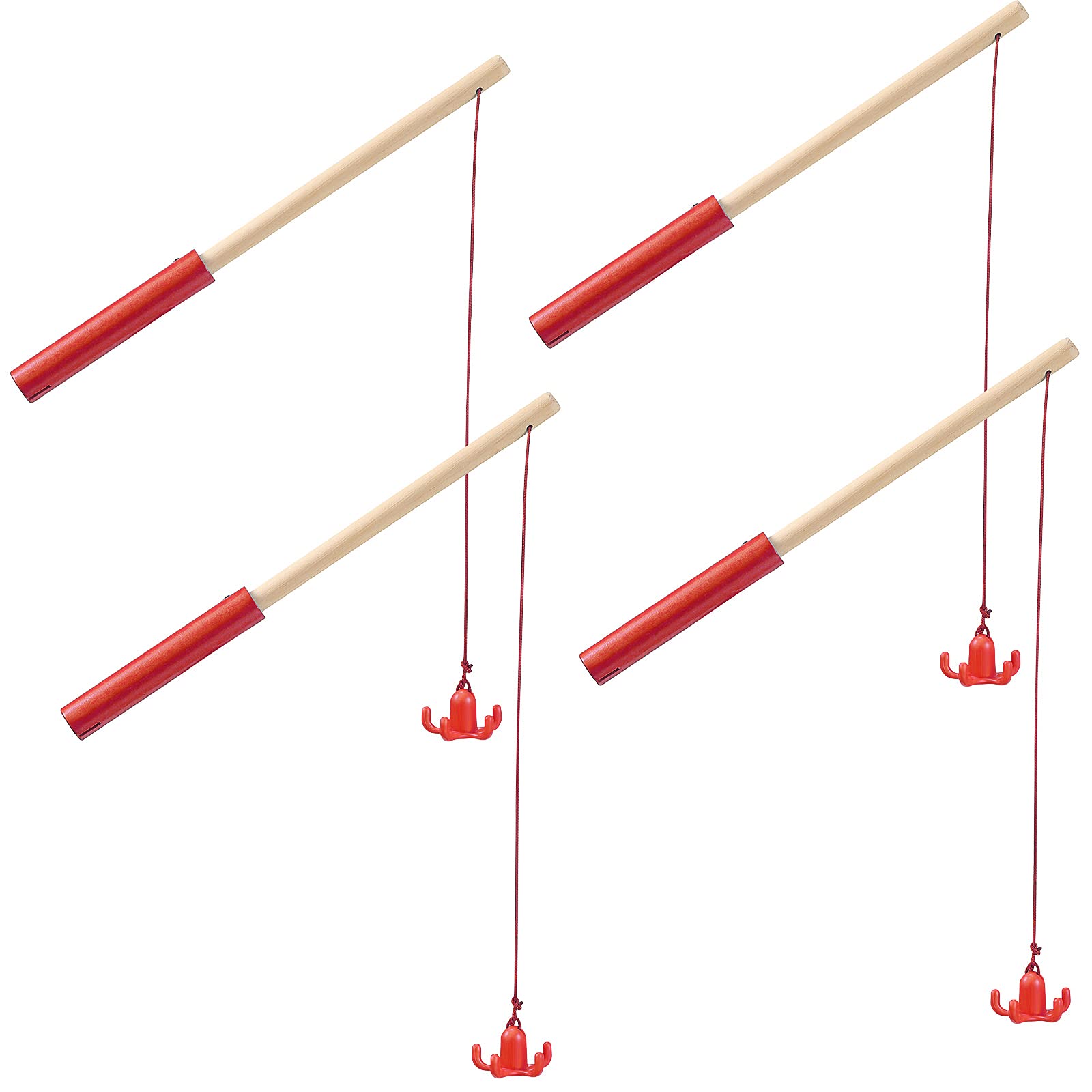 Juinipe 4 Pieces Magnetic Fishing Poles Wooden Magnet Fishing Rods Magnetic Fishing Games for Wooden Magnetic Fishing Games for Kindergarten Preschool Boys Girls