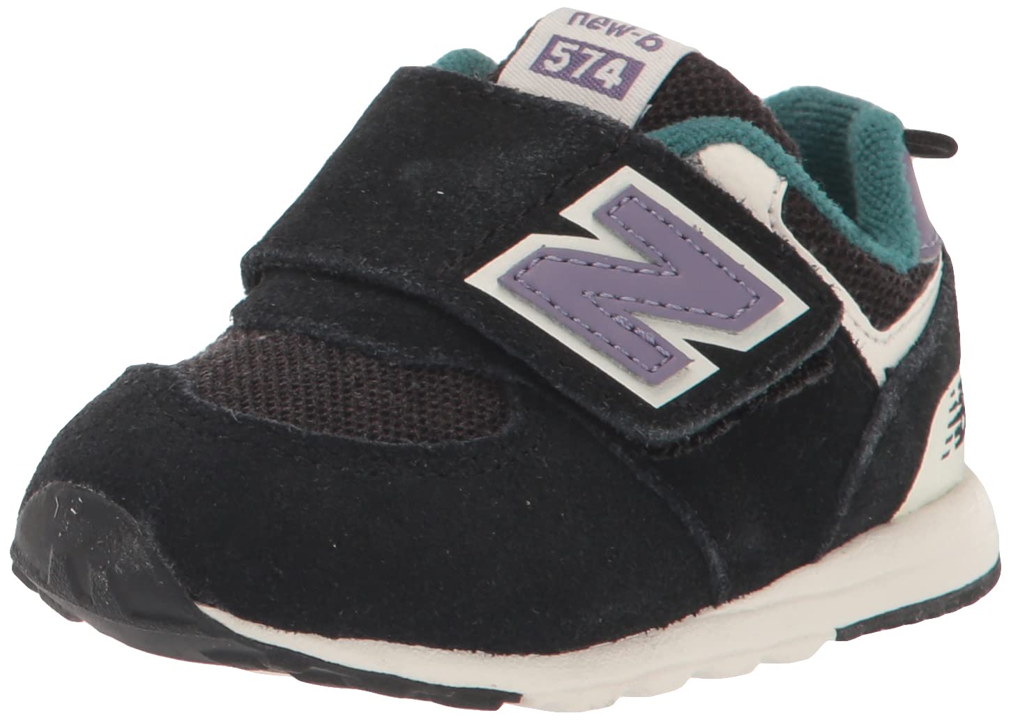 New Balance Boy's 574 New-B V1 Neo Sole Hook and Loop Sneaker, Black/Mercury/Vintage Teal, 8.5 X-Wide Toddler
