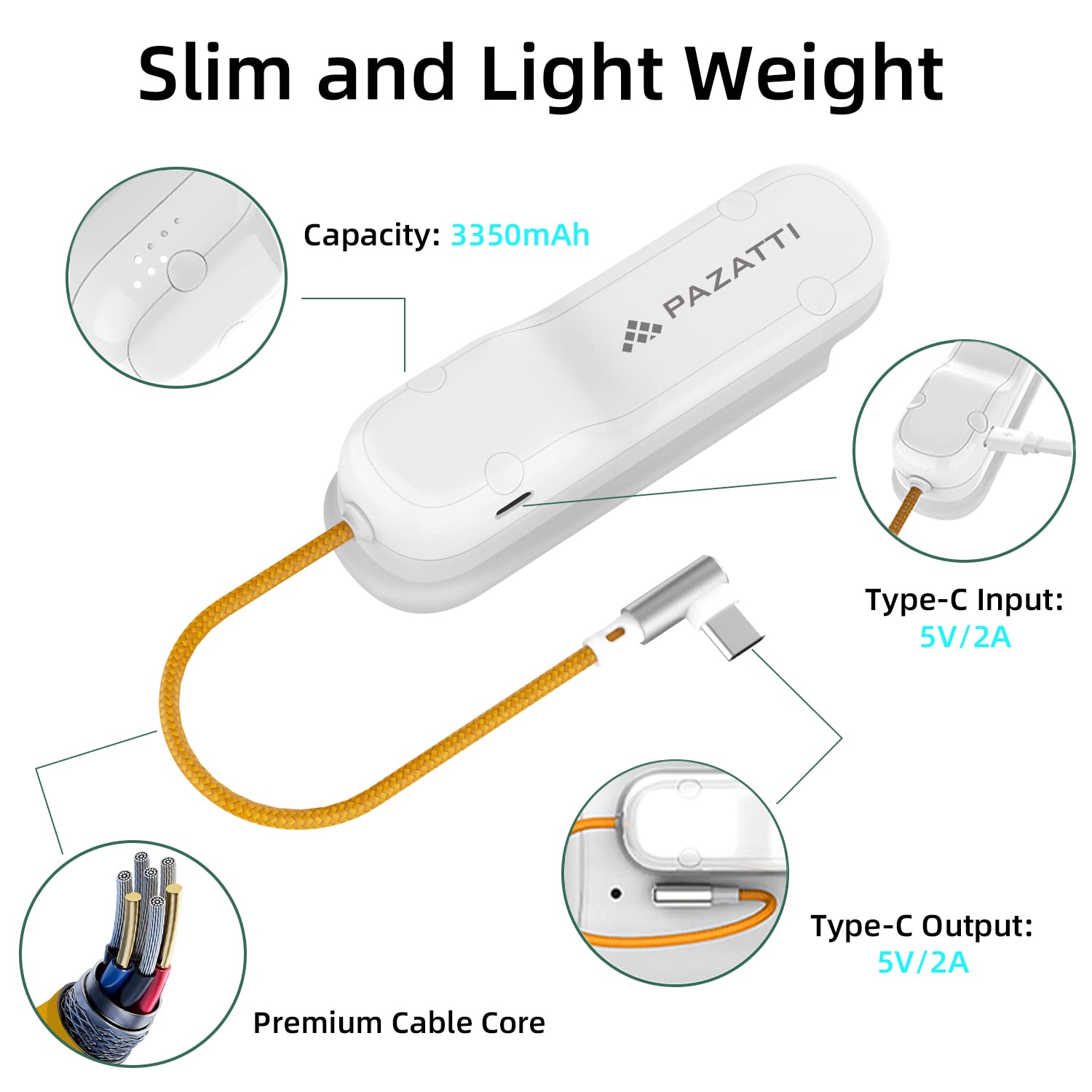 PAZATTI Rechargeable Battery Pack for Quest 2 | Accessories for Quest 2 Headset, 3350mAh Lightweight and Portable VR Extended Power Compatible with Quest 2 Original Strap and Elite Strap