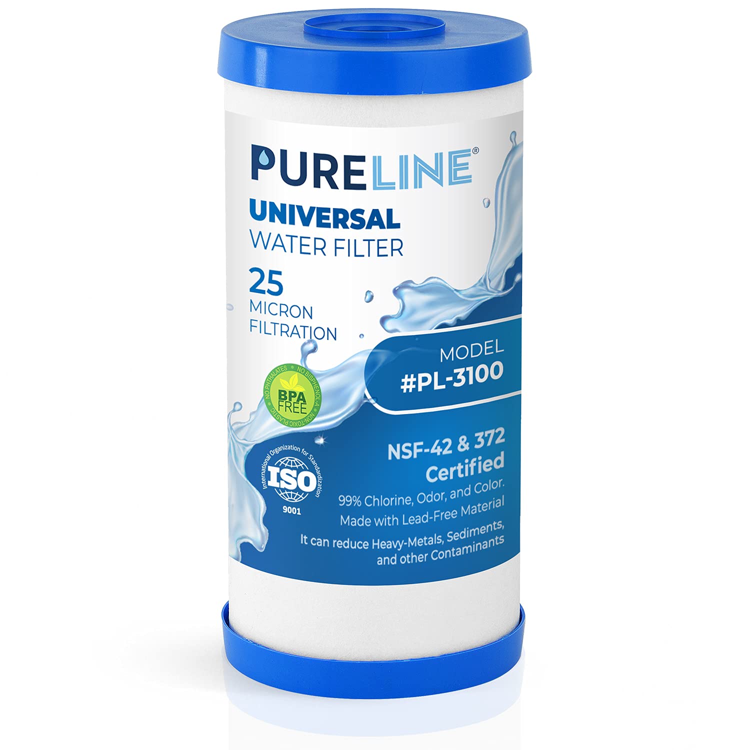 Pureline FXHTC 25 Micron 10" x 4.5" Replacement for GE FXHTC, GXWH40L, Culligan RFC-BBSA, W50PEHD, GXWH40L, GXWH35F, GNWH38S, DuPont WFHD13001, Pentair Pentek R50-BB, NSF 372 and NSF 42 Certification