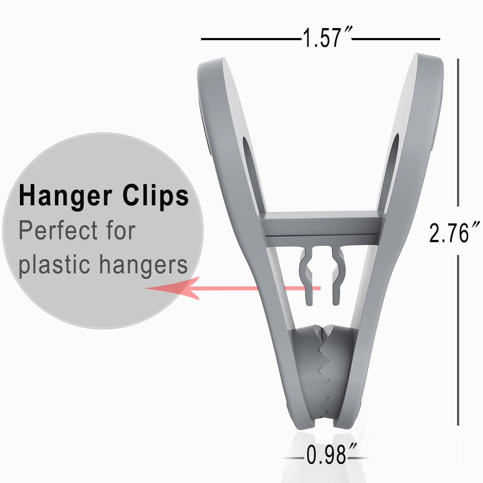 TOFIIGREM Grey Hanger Clips 50 Pack, Multi-Purpose Plastic Clips Easily Add on Plastic Clothes Hangers Velvet Hanger