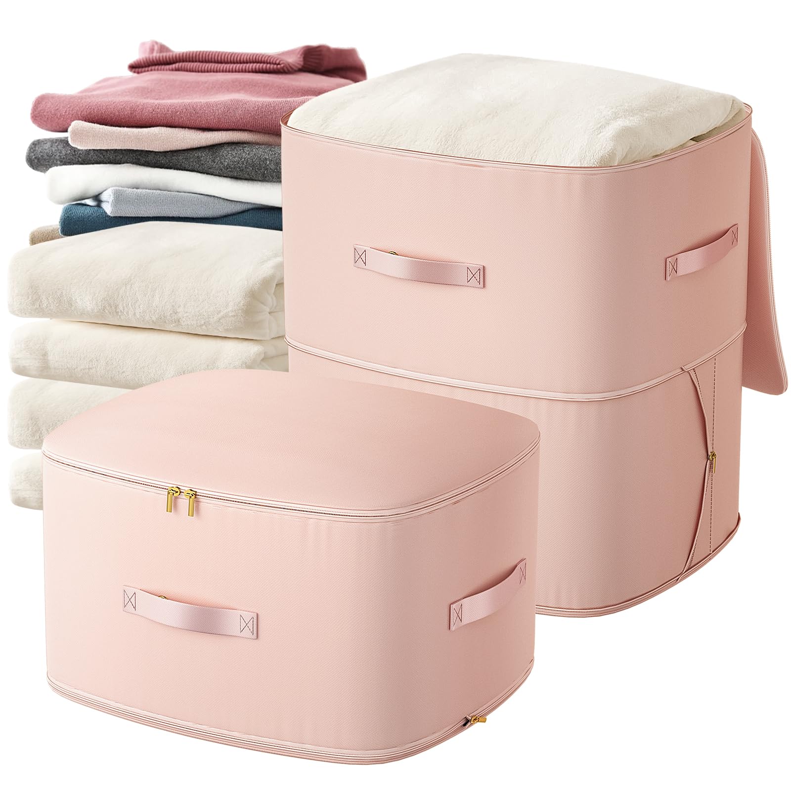 Uwqaqx Ultra Space Saving Compression Organizer, Compression Storage Bag For Blankets Clothes Comforter, Storage Tote For Space Saving, Heavy Duty Moving Bag, Storage Bag Organizer For Bedding (Pink)