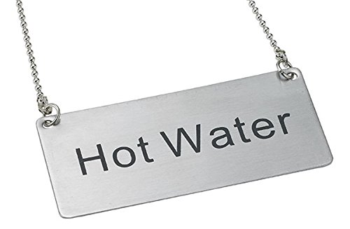 LeRose Stainless Steel Chain Signs ~ Set of 5 ~"Coffee","Decaf","Hot Water","Hot Tea","Iced Tea" ~ 3-1/2" x 1-3/4" Beverage Table Display Signs
