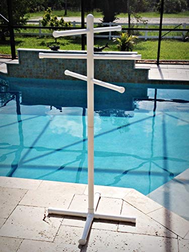 Pool & Spa Towel Rack Premium Extra Tall Towel Tree Outdoor PVC White