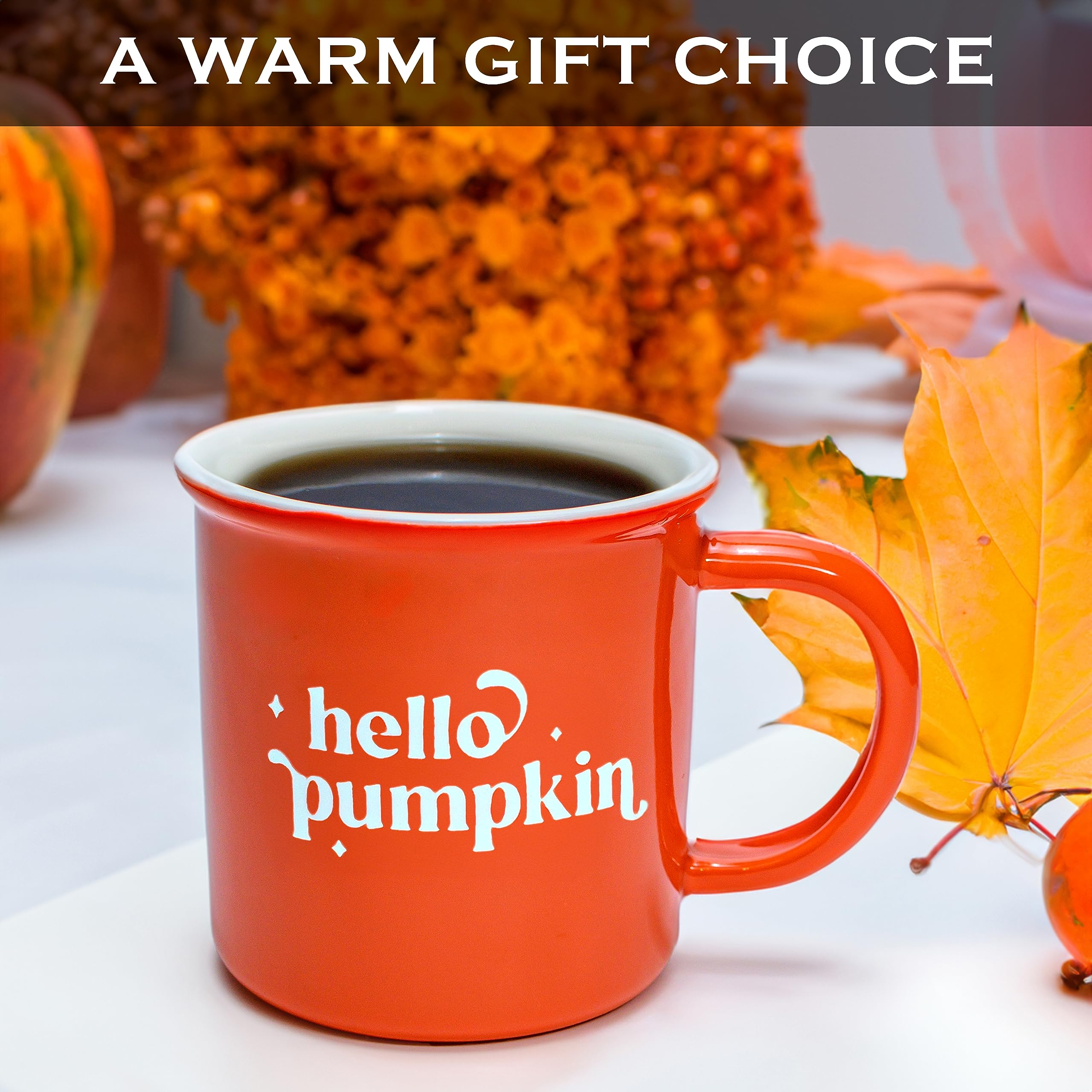 MAINEVENT Hello Pumpkin Fall Mugs 11 Ounce, Hello Pumpkin Coffee Mugs Fall, Hello Pumpkin Fall Coffee Mugs, Hello Pumpkin Holiday Mugs, Orange