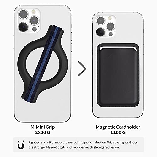 Sinjimoru Magnetic Wool-Band Phone Grip Holder for Apple MagSafe Case, Detachable Phone Grip Strap Holder for MagSafe Compatible with iPhone 15 14 13 12 Series. M-Mini Grip French Red