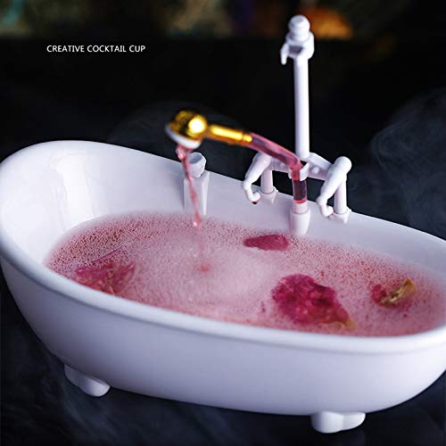 MiaoKa Bathtub Cocktail Wine Glasses, Creative Smoothie Cold Drink Cup Container (white), 1 Count (Pack of 1)