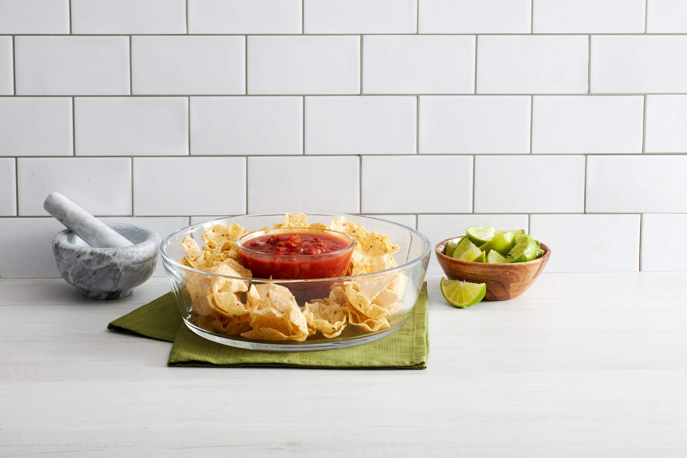 Mikasa Glass Napoli Chip and Dip Set, 11-Inch, 2-Piece, Clear