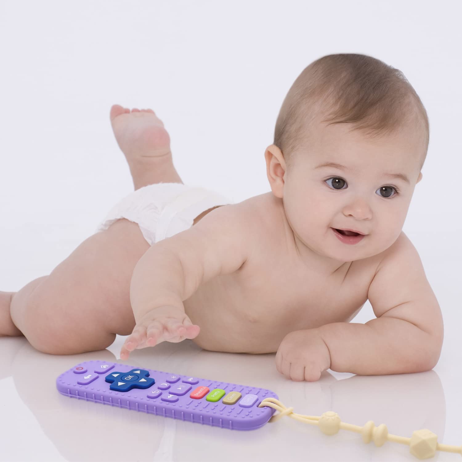 Qinerle Silicone Baby Teether Toys,TV Remote Control Shape,Infant Sensory Toy for Babies Teething Toys 6-12 Months